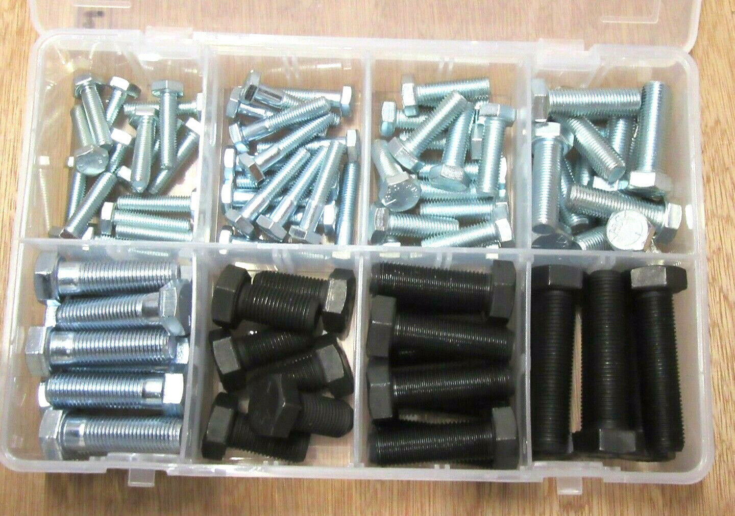90 pieces UNF Fully Threaded Bolt Assortment Kit Box Bright Zinc and S