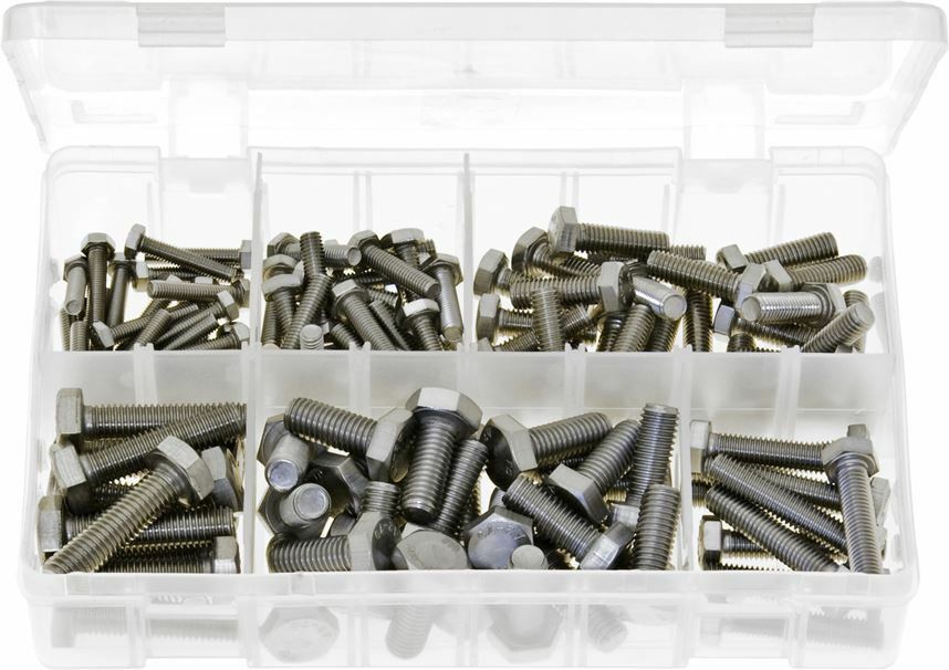 Assortment Box of M5 M6 M8 M10 Stainless Steel Fully Threaded Bolts 12