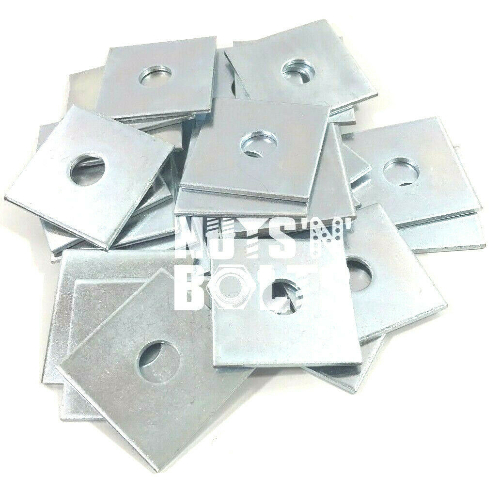 M8 M10 M12 M16 50mm x 50mm x 3/5mm THICK SQUARE PLATE WASHERS ZINC PLA